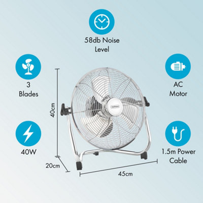 VonHaus Floor Fan 12 Inch, Portable Electric Cooling Fan for Any Space ...