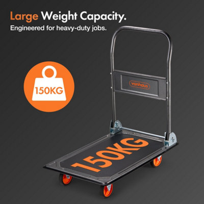 VonHaus Folding Platform Trolley 150kg Capacity, Multi-Functional Heavy ...