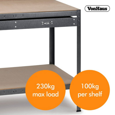VonHaus Garage Work Bench with Pegboard - Suitable for Most Garage ...