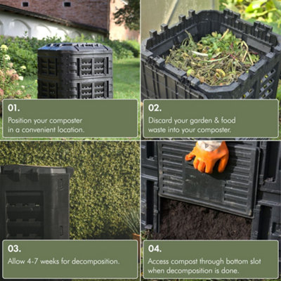 VonHaus Garden Compost Bin 360L, Slatted Composter w/ Water Collection ...