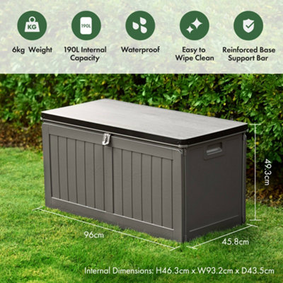 VonHaus Garden Storage Box 190L, Outdoor Utility Chest, Weatherproof ...