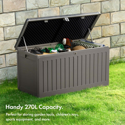 VonHaus Garden Storage Box 270L, Outdoor Utility Chest, Weatherproof ...