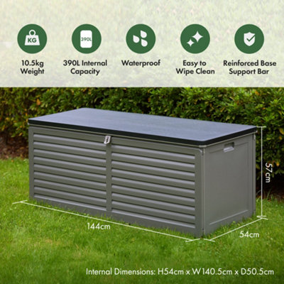VonHaus Garden Storage Box 390L, Outdoor Utility Chest, Weatherproof ...