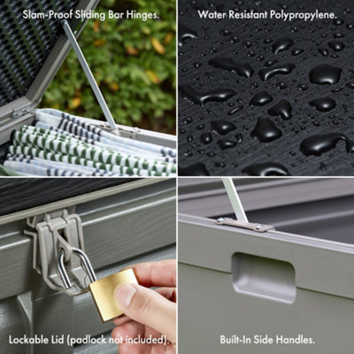 VonHaus Garden Storage Box 390L, Outdoor Utility Chest, Weatherproof ...