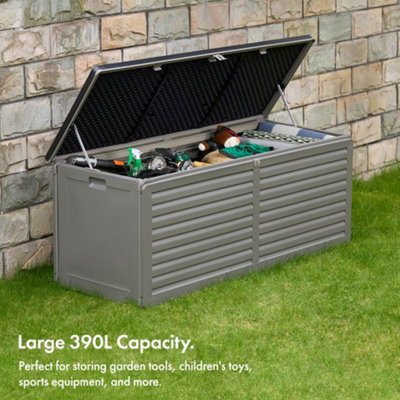 VonHaus Garden Storage Box 390L, Outdoor Utility Chest, Weatherproof ...