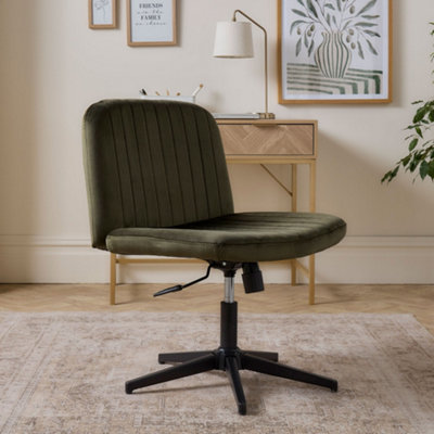 VonHaus Green Desk Chair for Home Office & Bedroom, Velvet Fabric with ...