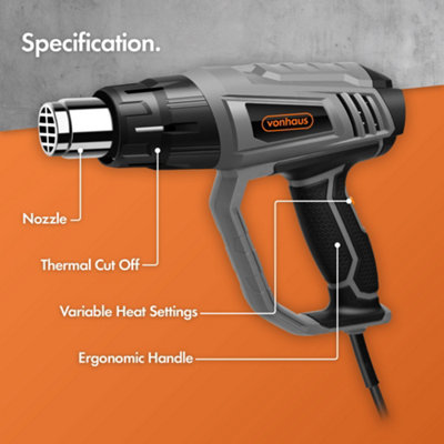 VonHaus Heat Gun with 5 Different Nozzles & 2 Hot Air Settings