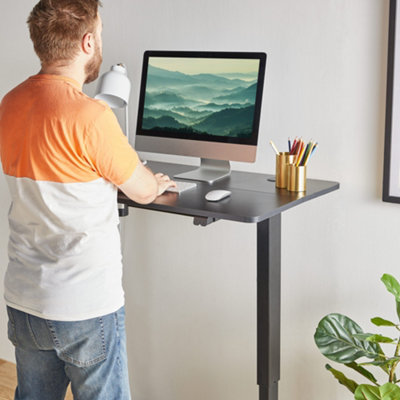 VonHaus Height Adjustable Electric Sit Stand Desk Black Electronic Sit Stand Desk for Computer Home Office