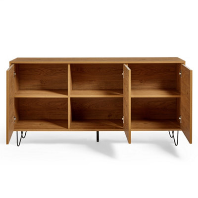 VonHaus Large Sideboard Oak Wood Effect, 3 Door Sideboard for Living ...
