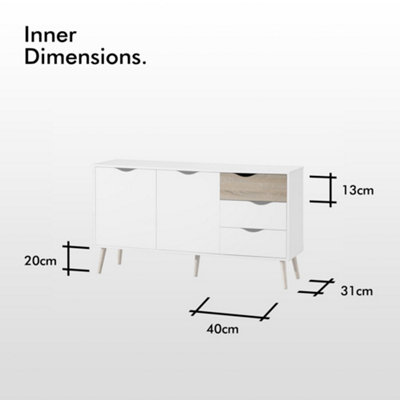 VonHaus Large Sideboard, Wide Storage Cabinet, White & Oak Wood Effect ...