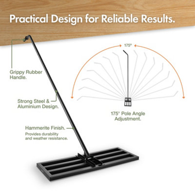 VonHaus Lawn Levelling Rake 2M, Leveller for Grass, Gardens, Farm Land ...