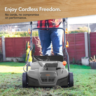 VonHaus Lawn Scarifier Aerator Rake Cordless, 40V Battery 2x 20V, Dual ...