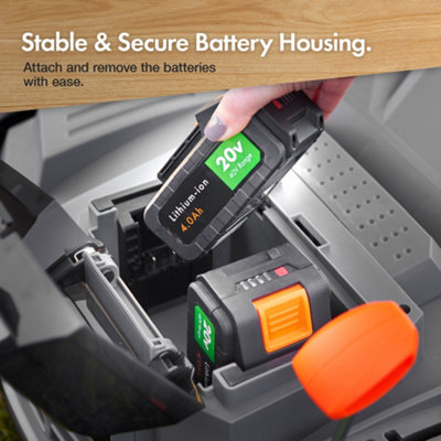 VonHaus Lawn Scarifier Aerator Rake Cordless, 40V Battery 2x 20V, Dual Charger, 45L Collection ...