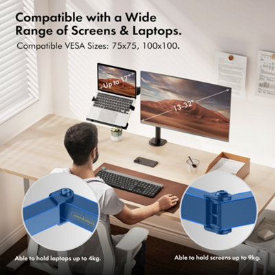 VonHaus Monitor Arm Mount with Laptop Tray for 13-32 inch Screen - Full ...