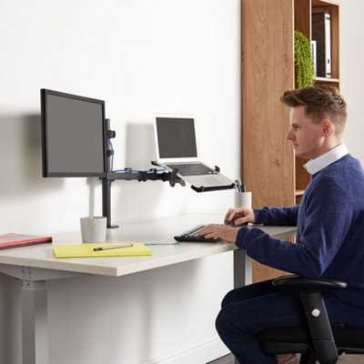 VonHaus Monitor Arm Mount with Laptop Tray for 13-32 inch Screen - Full ...