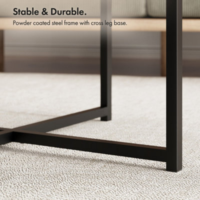 VonHaus Mosley Marble Look Coffee Table for Living Room, Round Living ...