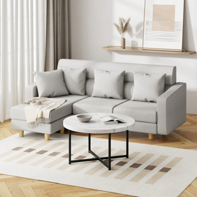 VonHaus Mosley Marble Look Coffee Table for Living Room, Round Living ...