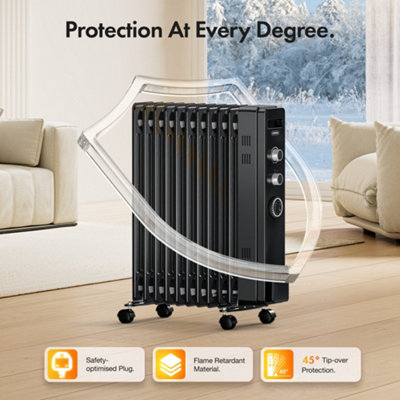 VonHaus Oil Filled Radiator 11 Fin, Oil Heater Portable Electric Free ...