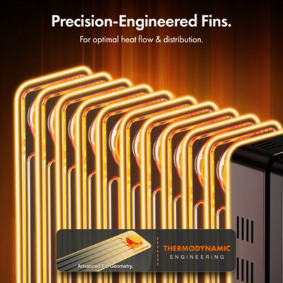 VonHaus Oil Filled Radiator 11 Fin, Oil Heater Portable Electric Free ...