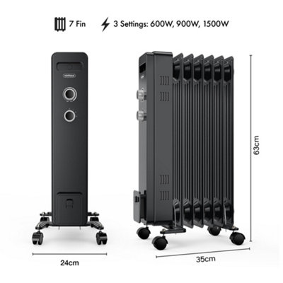 VonHaus Oil Filled Radiator 7 Fin, Oil Heater Portable Electric Free ...