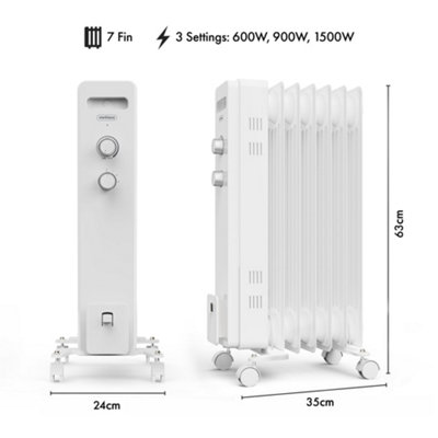 VonHaus Oil Filled Radiator 7 Fin, Oil Heater Portable Electric Free ...