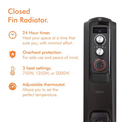 VonHaus Oil Filled Radiator Closed Fin, Electric Radiator ...