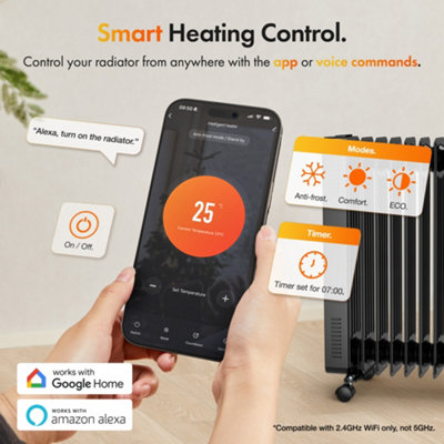 VonHaus Oil Filled Radiator with Remote Control & WiFi, Oil Heater ...
