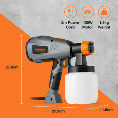 VonHaus Paint Sprayer 400W, Electric Spray Gun for Outdoor, Indoor ...