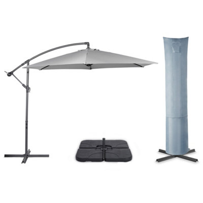 VonHaus Parasol Set w/ 3M Cantilever Banana Umbrella, Parasol Base ...