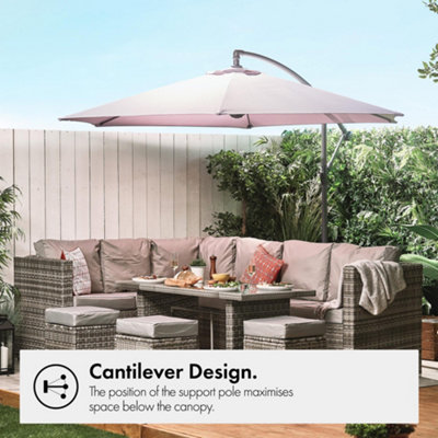 VonHaus Parasol Set w/ 3M Cantilever Banana Umbrella, Parasol Base ...