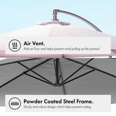 VonHaus Parasol Set w/ 3M Cantilever Banana Umbrella, Parasol Base ...