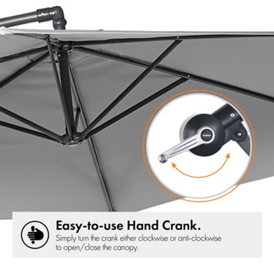 VonHaus Parasol Set w/ 3M Cantilever Banana Umbrella, Parasol Base ...