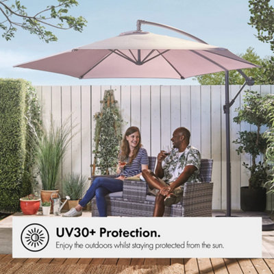 VonHaus Parasol Set w/ 3M Cantilever Banana Umbrella, Parasol Base ...