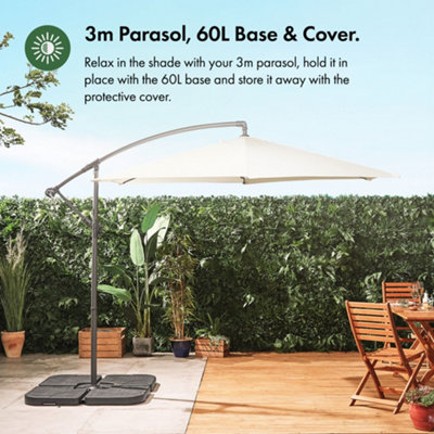 VonHaus Parasol Set w/ 3M Cantilever Banana Umbrella, Parasol Base ...