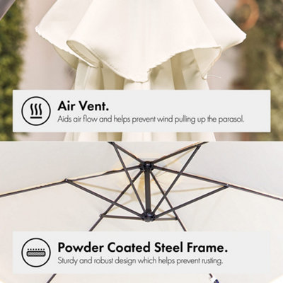 VonHaus Parasol Set w/ 3M Cantilever Banana Umbrella, Parasol Base ...