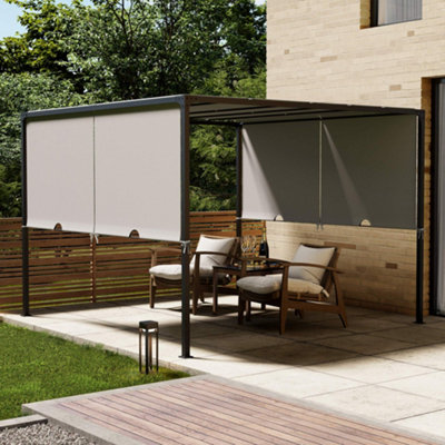 VonHaus Pergola with Sliding Roof 3x3 m, Metal Pergola with Sliding ...