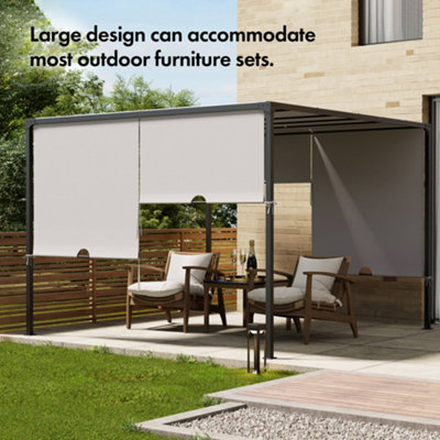 VonHaus Pergola with Sliding Roof 3x3 m, Metal Pergola with Sliding ...