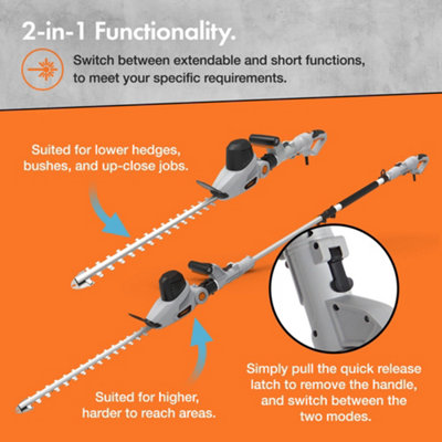 VonHaus Pole Hedge Trimmer 2 in 1 Extendable Telescopic Hedge Cutter ...