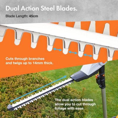 Vonhaus cordless pole hedge trimmer with 20v max battery store