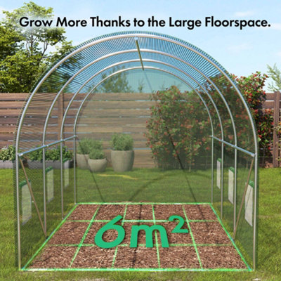 VonHaus Polytunnel Greenhouse 3x2m with Hinged Door, 6m² Heavy Duty ...