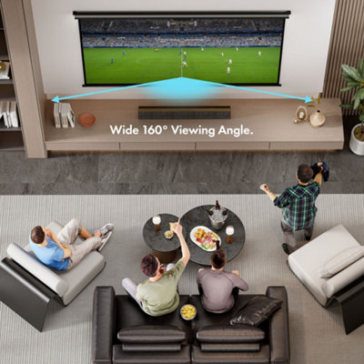 VonHaus Pull Down Projector Screen, 80" Wall Mounted HD Home Cinema ...