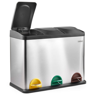 VonHaus Recycling Pedal Bin for Kitchen Waste - 45L Rubbish Capacity ...