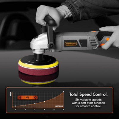 VonHaus Rotary Polisher and Sanding Car Buffer Machine, Variable 6 ...
