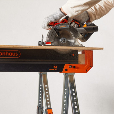 Sawhorse circular saw store