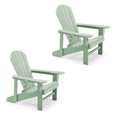 VonHaus Set of 2 Sage Green Adirondack Chair for - Waterproof HDPE ...