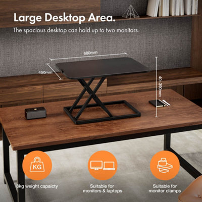 VonHaus Sit Stand Desk, Height Adjustable, Desk Riser-Spring Assisted ...