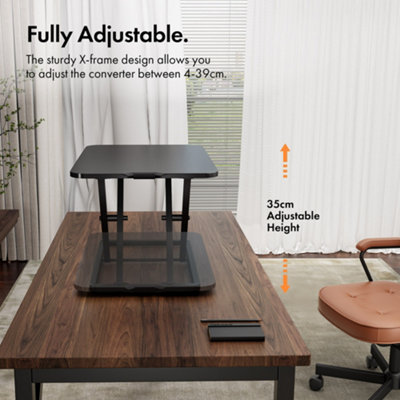 VonHaus Sit Stand Desk, Height Adjustable, Desk Riser-Spring Assisted ...