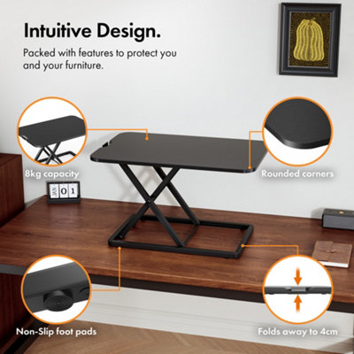 VonHaus Sit Stand Desk, Height Adjustable, Desk Riser-Spring Assisted ...
