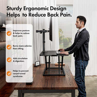 VonHaus Sit Stand Desk, Height Adjustable, Desk Riser-Spring Assisted ...