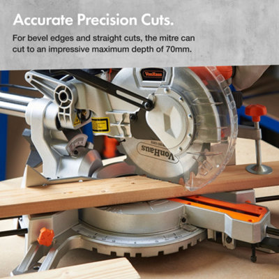 VonHaus Sliding Mitre Saw 1500W 8 Inch (210mm), Side Support Bars ...